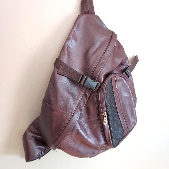 A.P.C. | Bags | Apc Brown Leather Sling Bag Backpack | Poshmark